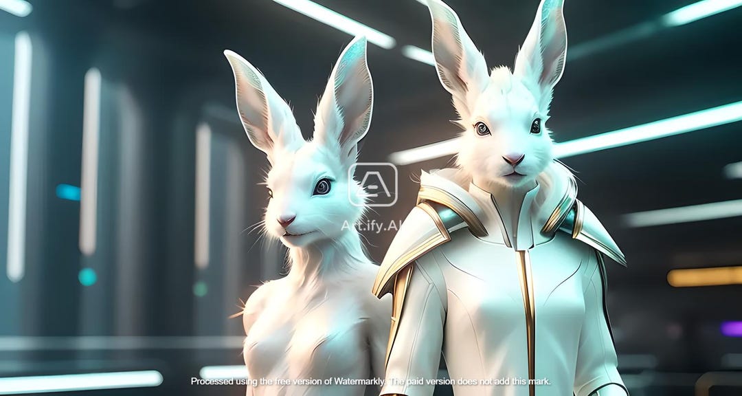 Anthropomorphic White Rabbits in Sci-fi Armor 2 - Etsy