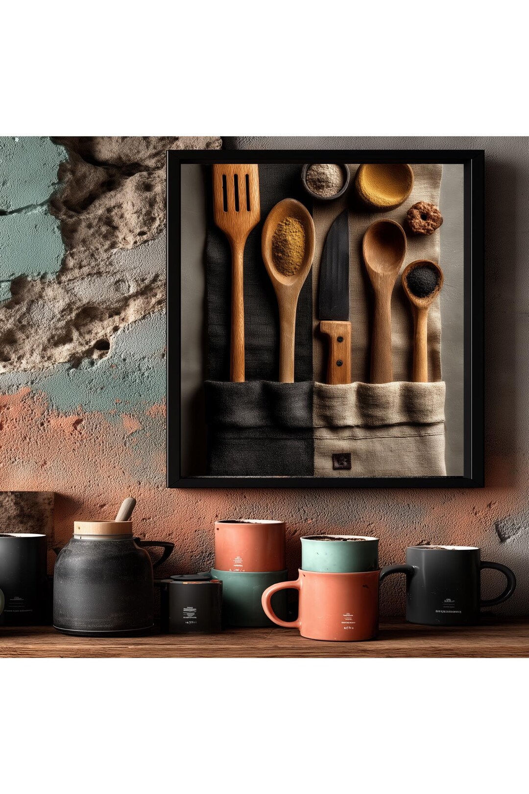 Neutral Kitchen Utensils Art – Minimalist Cooking Tools Print for ...