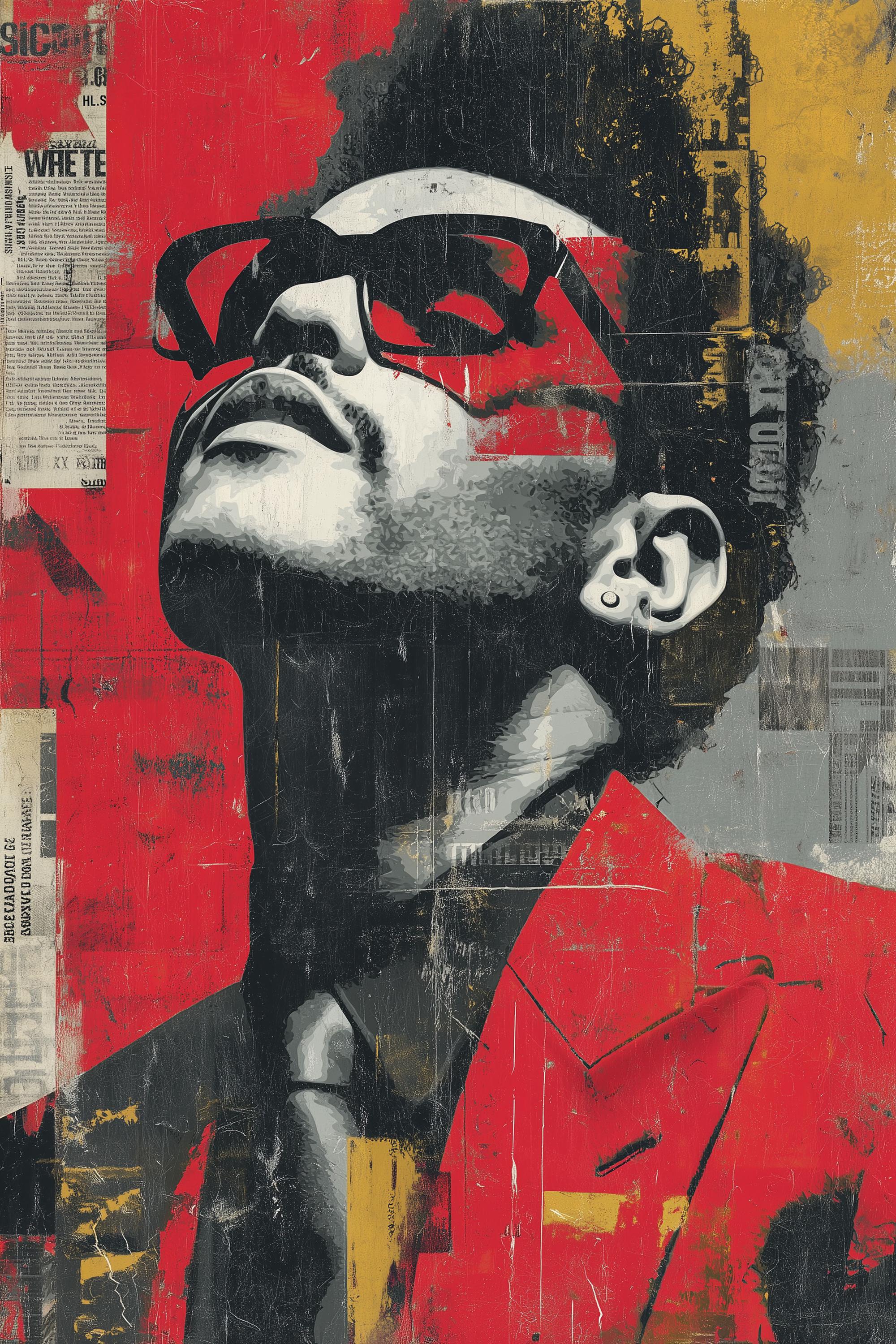 The Weeknd Graffiti Collage Art Print | Bold Red & Yellow Portrait Wall ...
