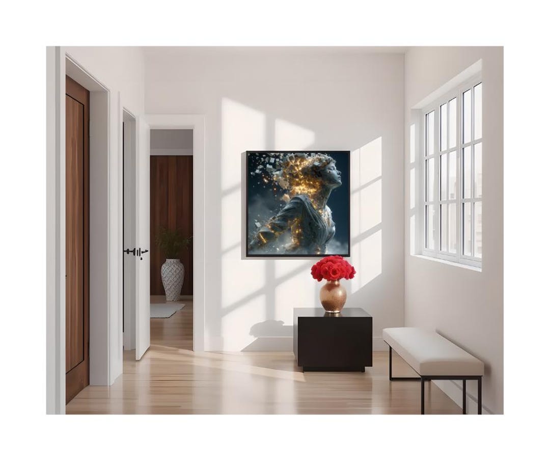 Breaking Free Fantasy Portrait – Woman Shattering Into Light, Glowing ...