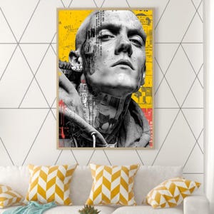 Eminem Graffiti Collage Wall Art | Black & Yellow Hip Hop Portrait ...