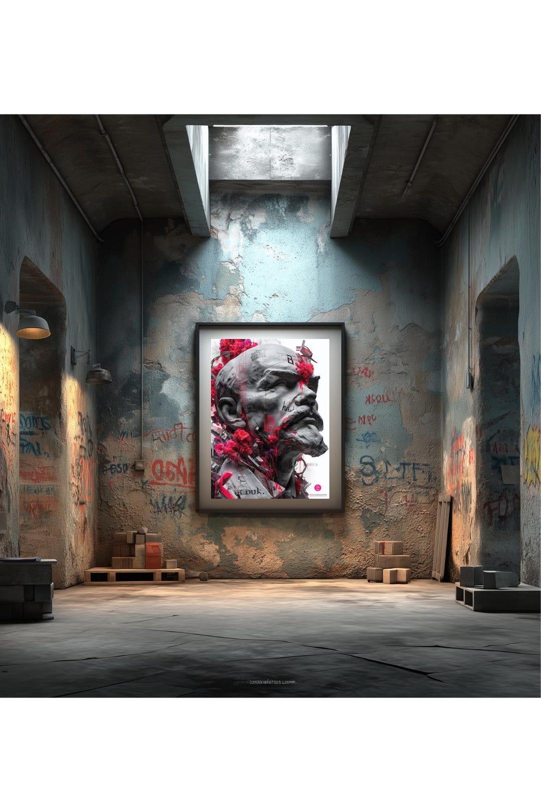 Lenin Bust Art Print – Black & Red Polska Trash Tattoo-style Crying ...