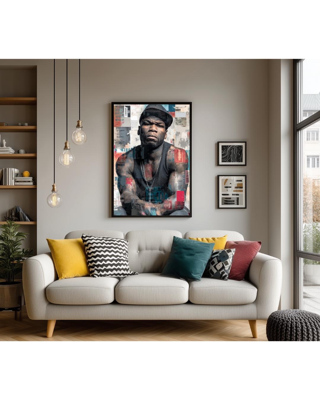 50 Cent Graffiti Art Print | Urban Collage Portrait of Rap Legend | Hip ...