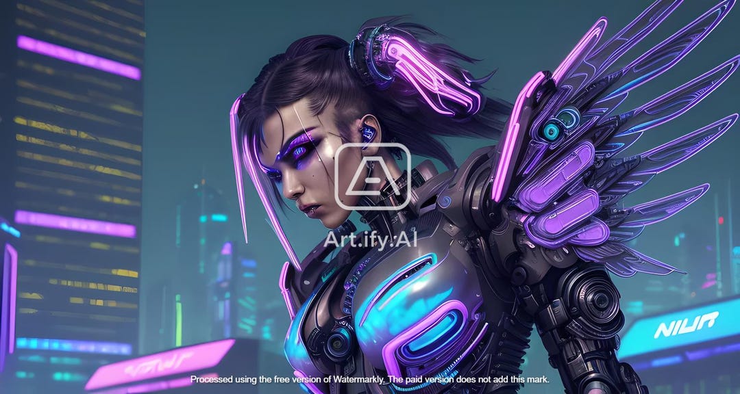 Cyber Valkyrie – Futuristic Neon Warrior 2 - Etsy