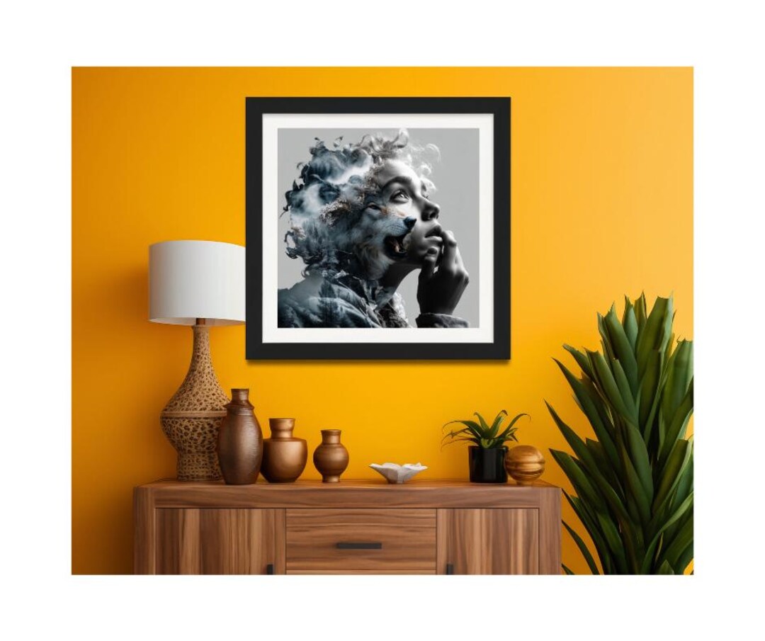 Wolf Collage Portrait – Surreal Winter Woman With Arctic Wolf, Mystical ...