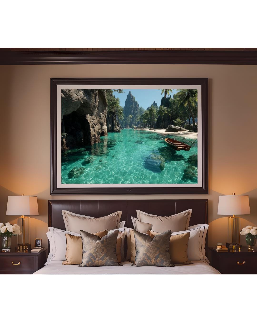 Palawan Philippines Wall Art – Tropical Lagoon Print With Boat, El Nido ...