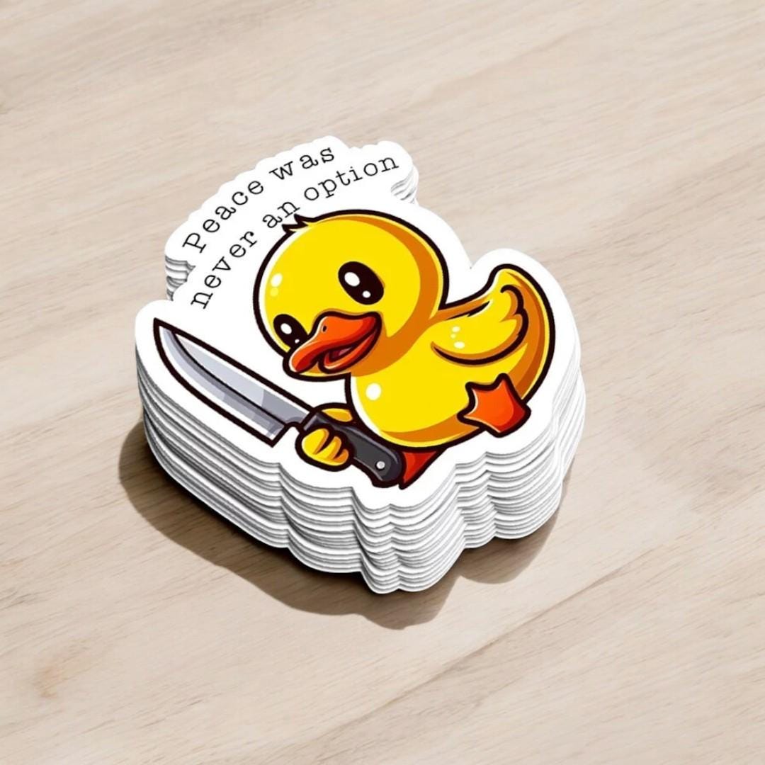 Peace Was Never an Option Duck Sticker, Funny Car Decal, Rubber Duckie ...