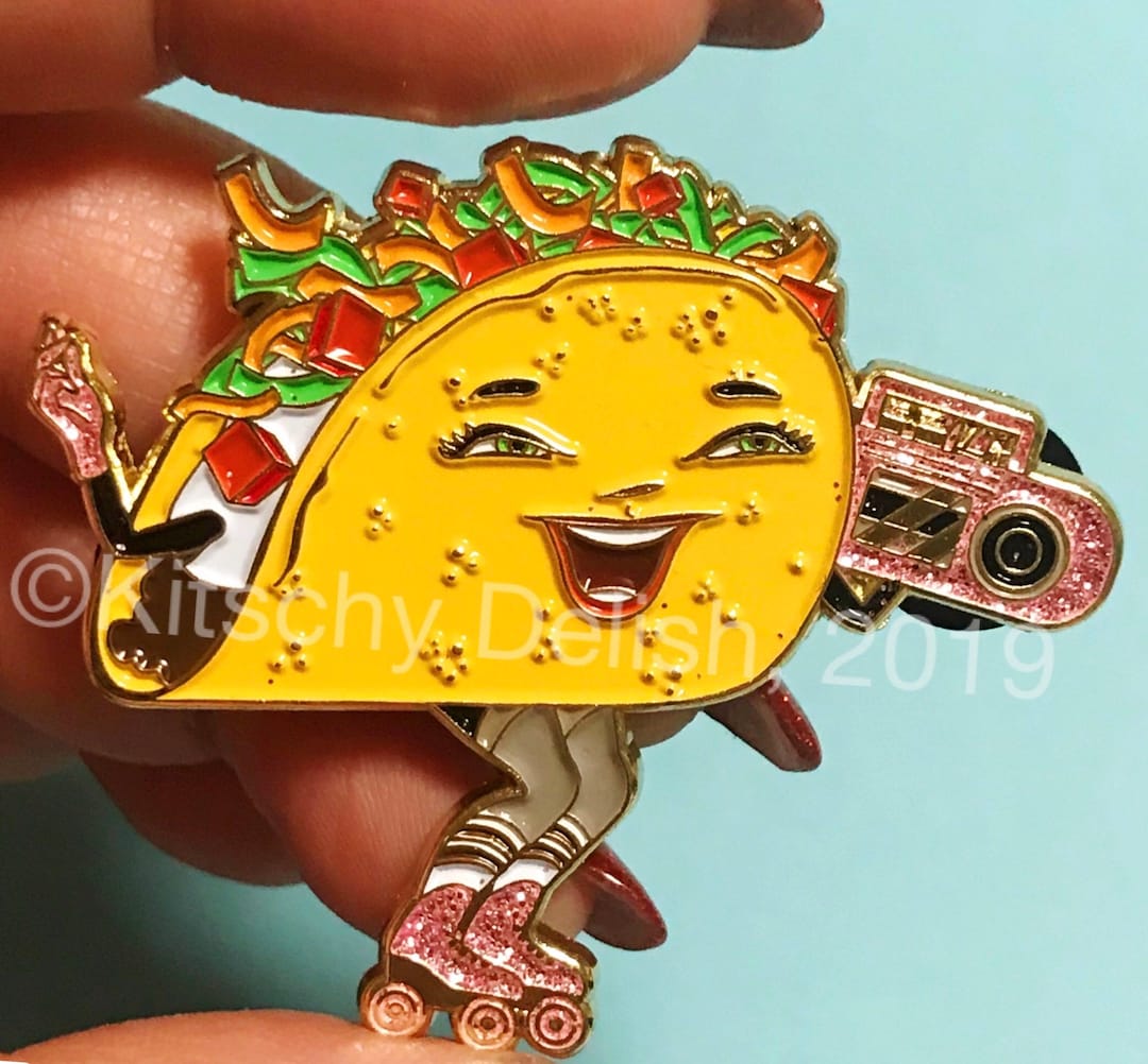 Taco Skate, Soft Enamel Pin With Glitter! - Etsy