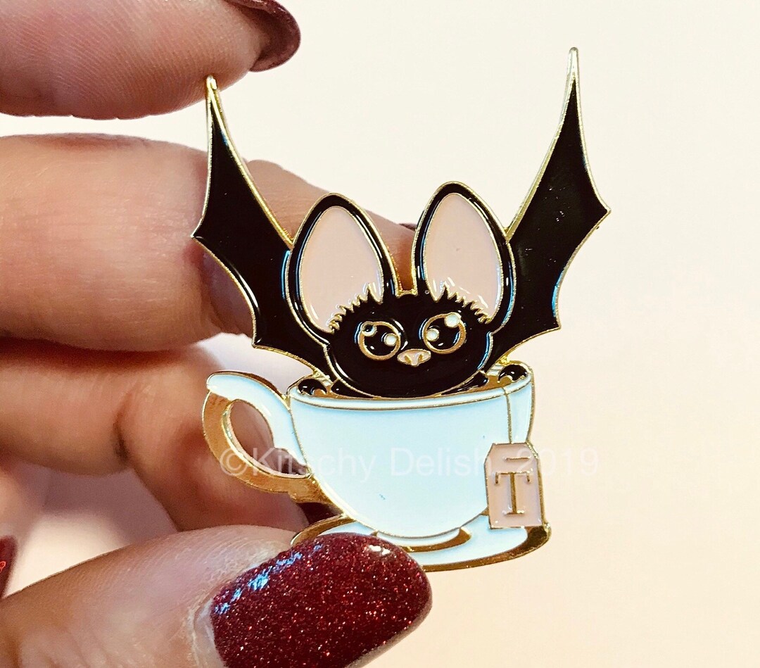 Bat + Tea Soft Enamel Pin! - Etsy