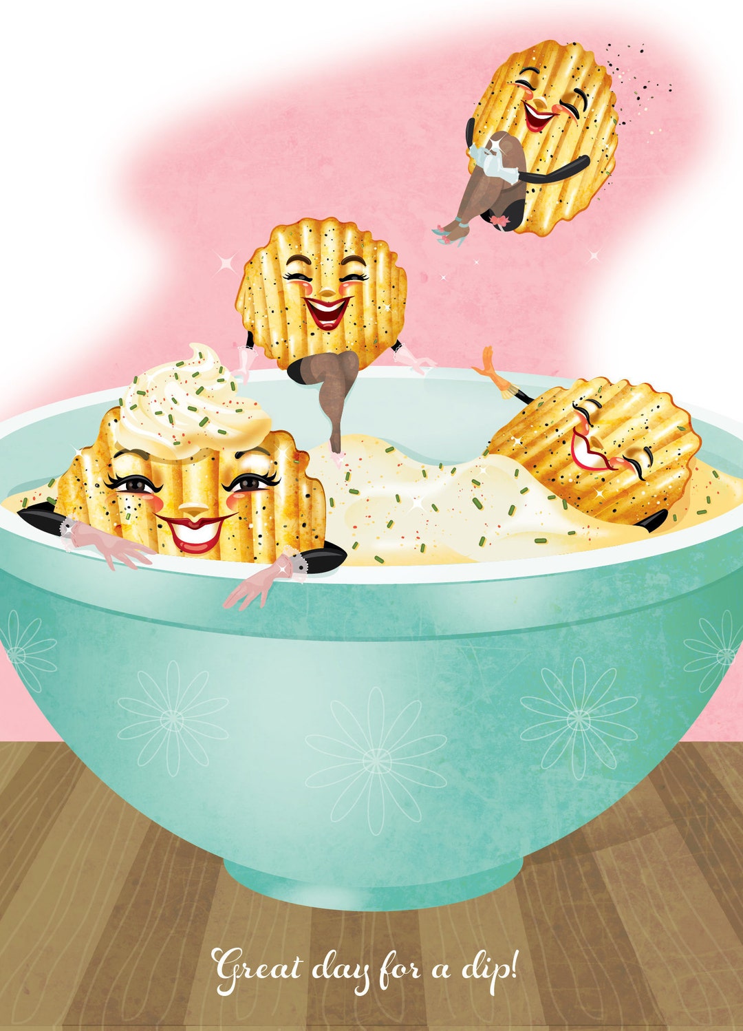 Great Day for a Dip! Digital Print, Quirky Food Print, Kitchen Wall Art ...