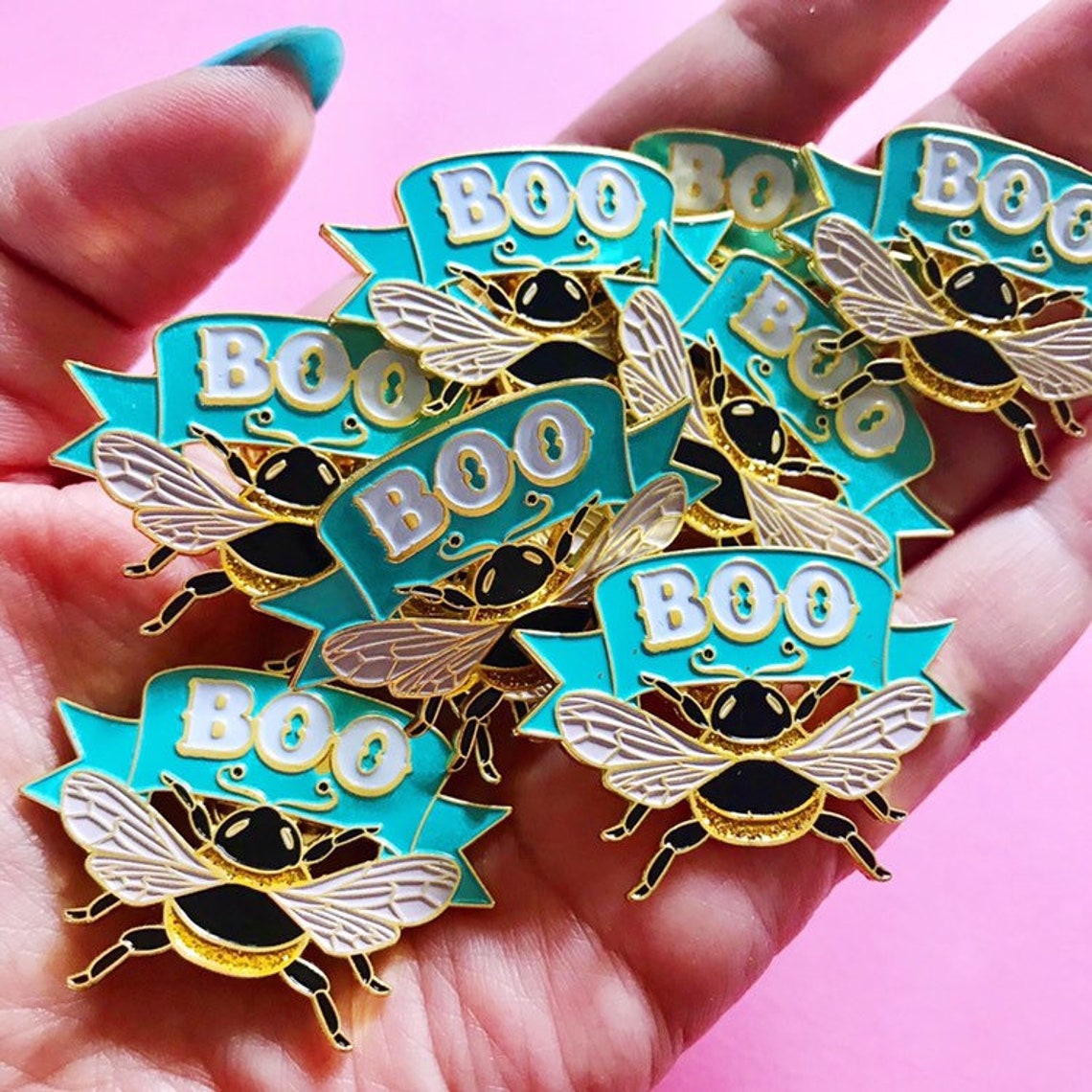 Boo Bee Soft Enamel Pin With Glitter Highlights - Etsy UK