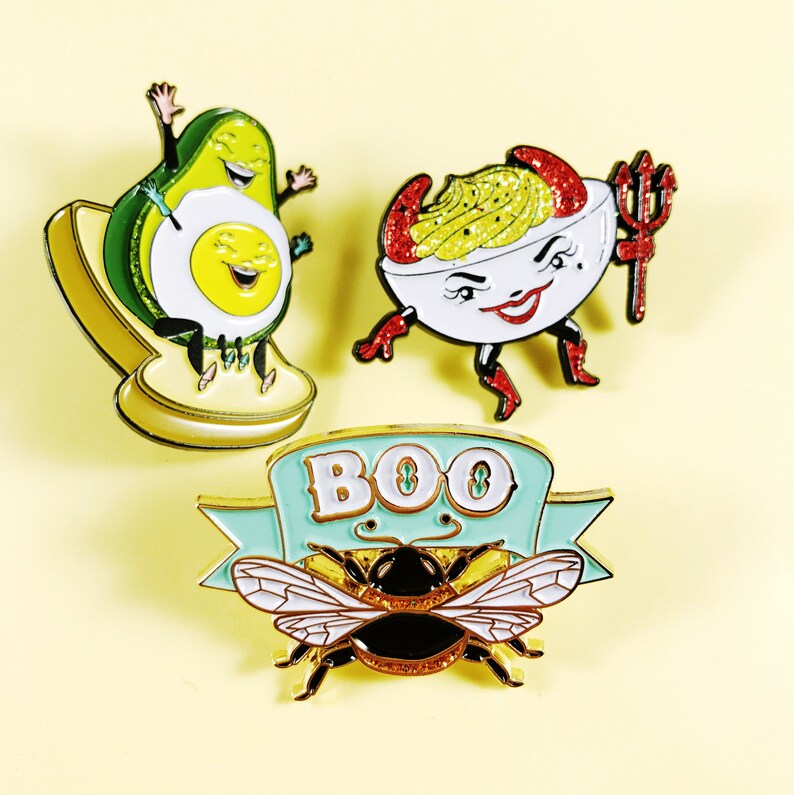 Boo Bee soft enamel pin with glitter highlights | Etsy