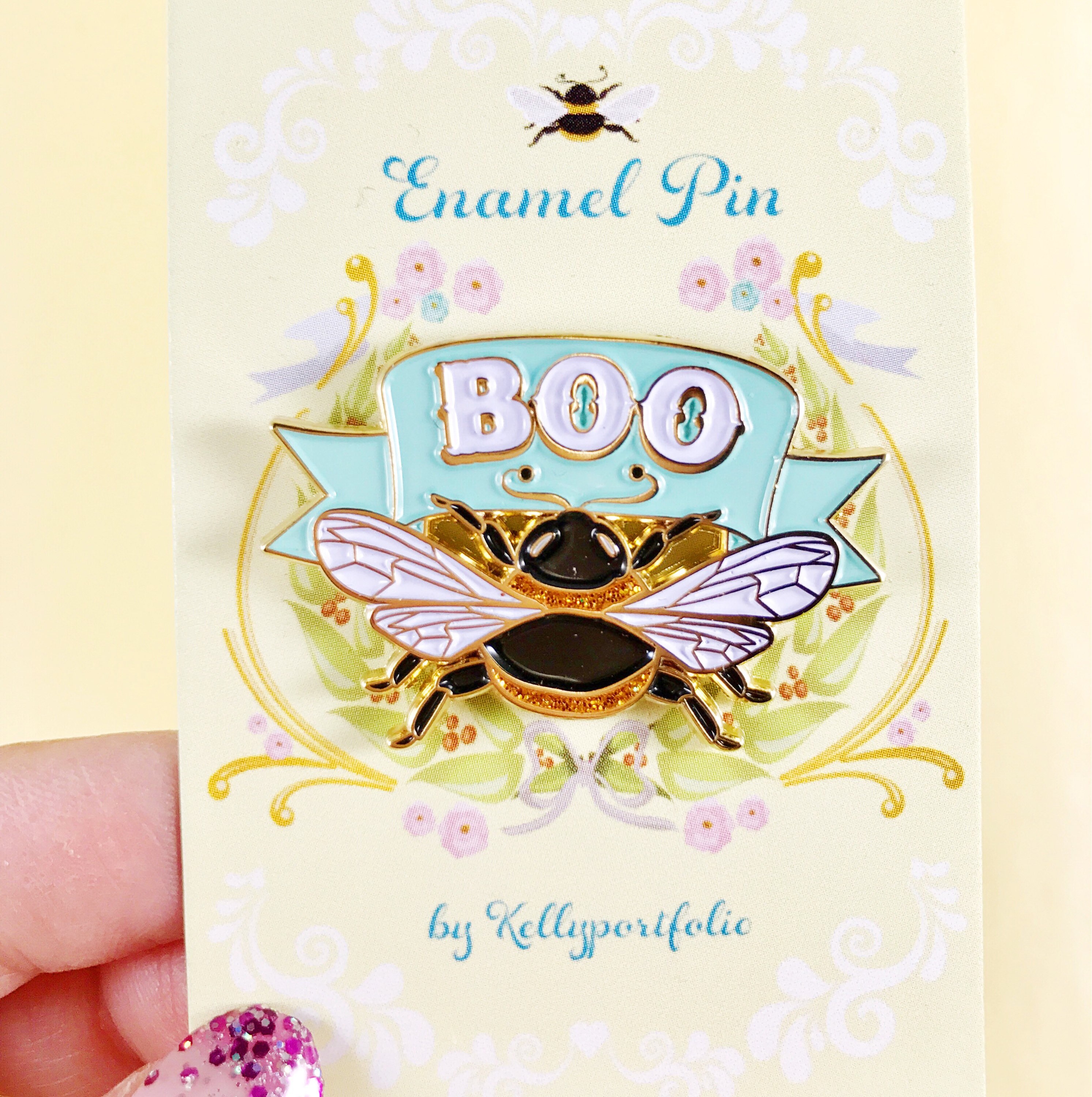Boo Bee Soft Enamel Pin With Glitter Highlights - Etsy UK