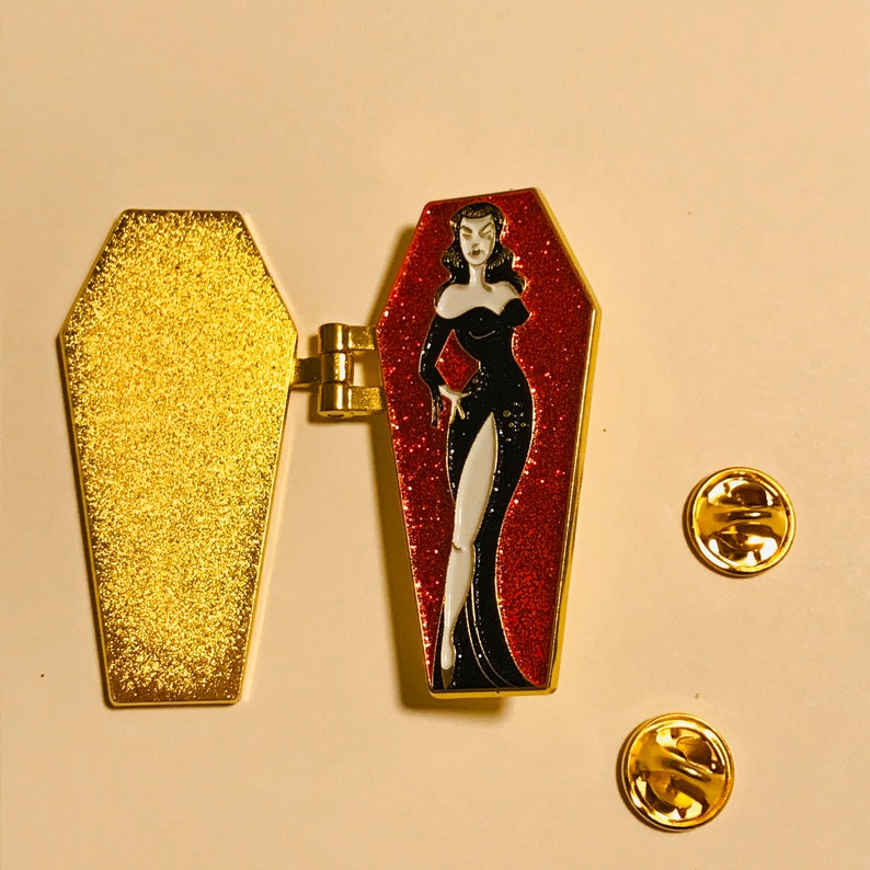 The Vamp, Enamel Hinge Pin With Glitter - Etsy
