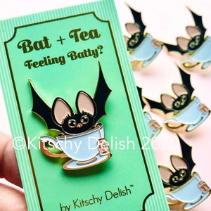 Bat + Tea Soft Enamel Pin! - Etsy