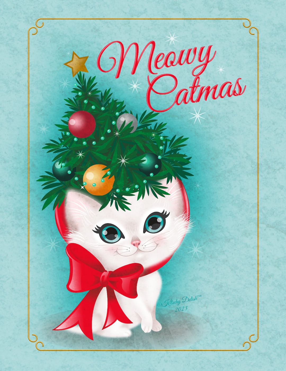 Meowy Catmas, Blank Greeting Card - Etsy