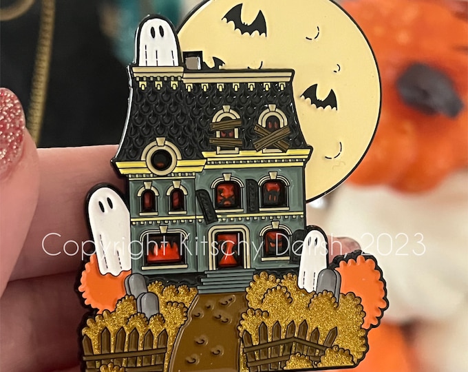 Haunted House Sliding Enamel Pin - Etsy