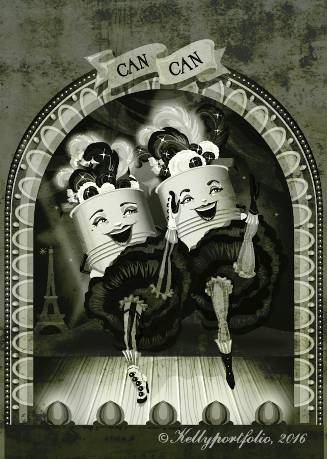 Can Can 5x7 or 8x10 Regular Print, Original Home Decor, Retro Vintage ...