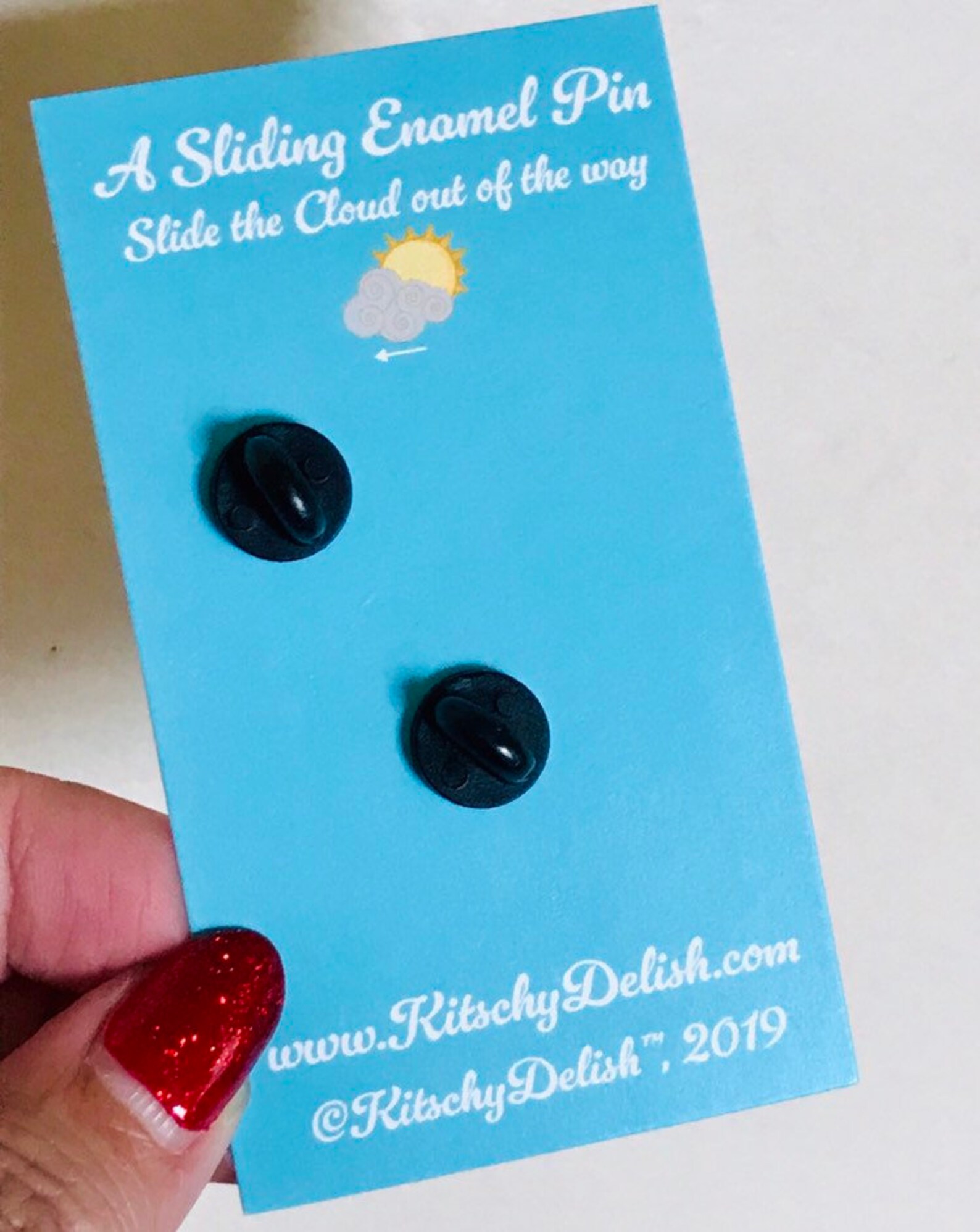 Sliding Cloud Sun Teaser Hard Enamel Pin With Glitter! - Etsy