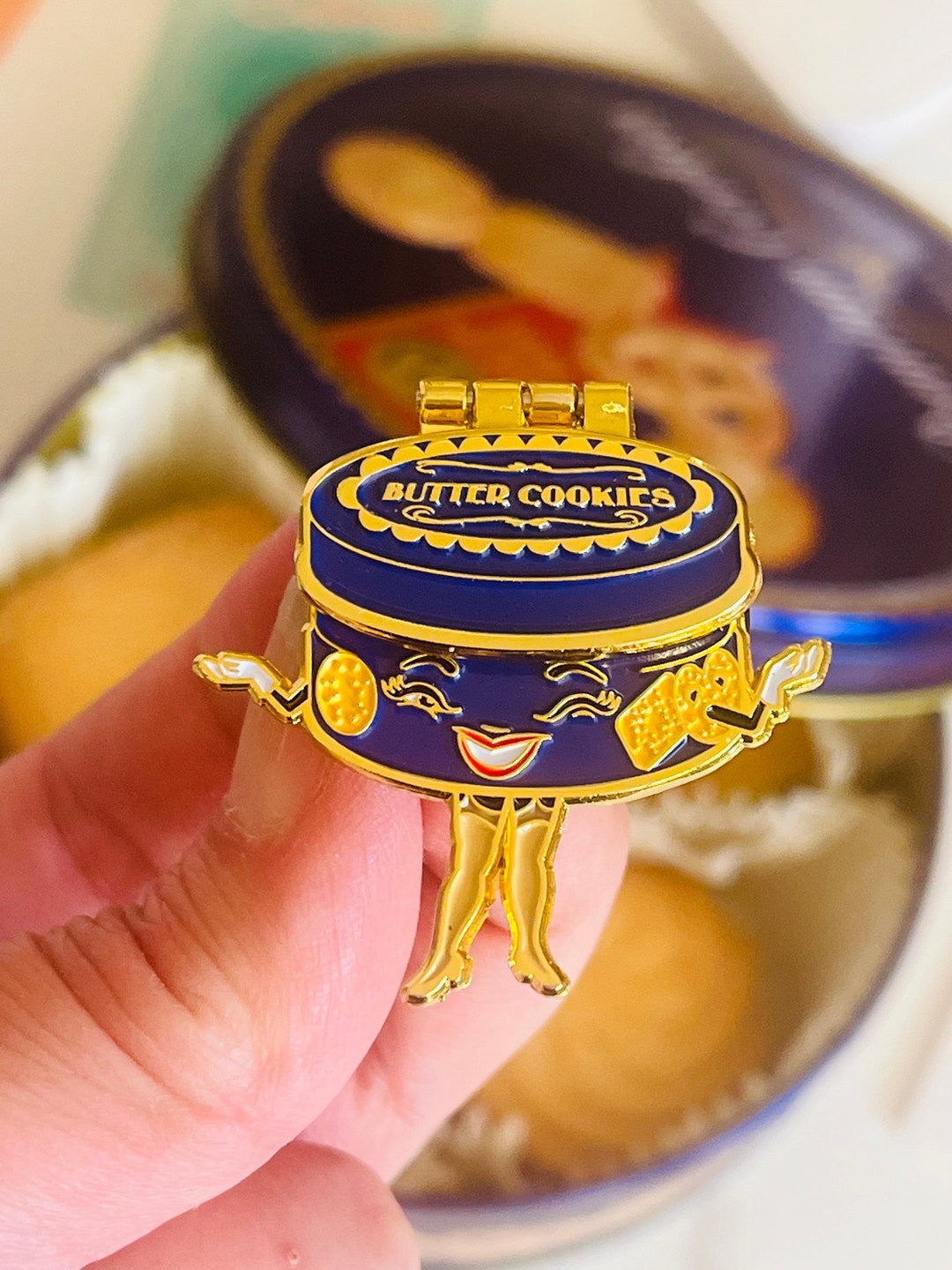 Cookie Tin, Enamel Hinge Pin - Etsy