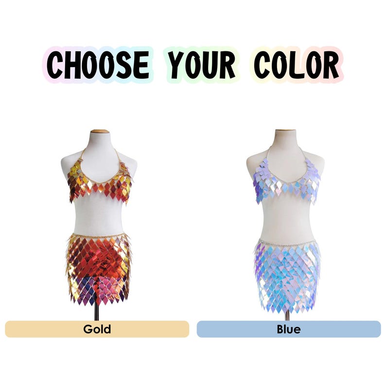 Sequin Bra and Skirt, Carnival Bra Top, Chain Dress Lingerie,two Piece ...