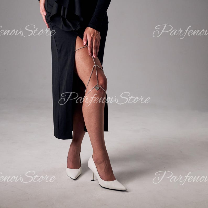 Thigh Garter, Leg Chain Garter, Silver Garter, Thigh Jewelry, Garter ...