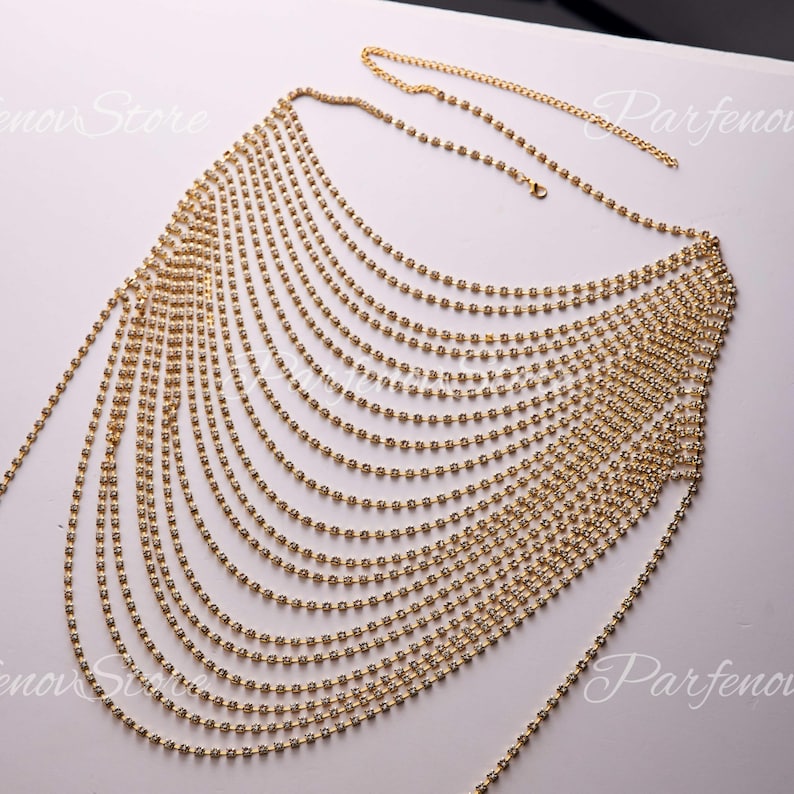 Body Chain Necklace, Layered Belly Chain, Layered Necklace for Women ...