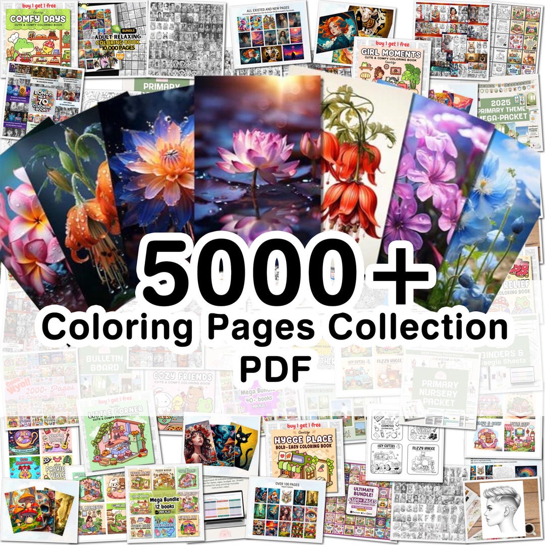5000+ Coloring Pages Mega Bundle-coloring Book Bundle-bold and Easy ...