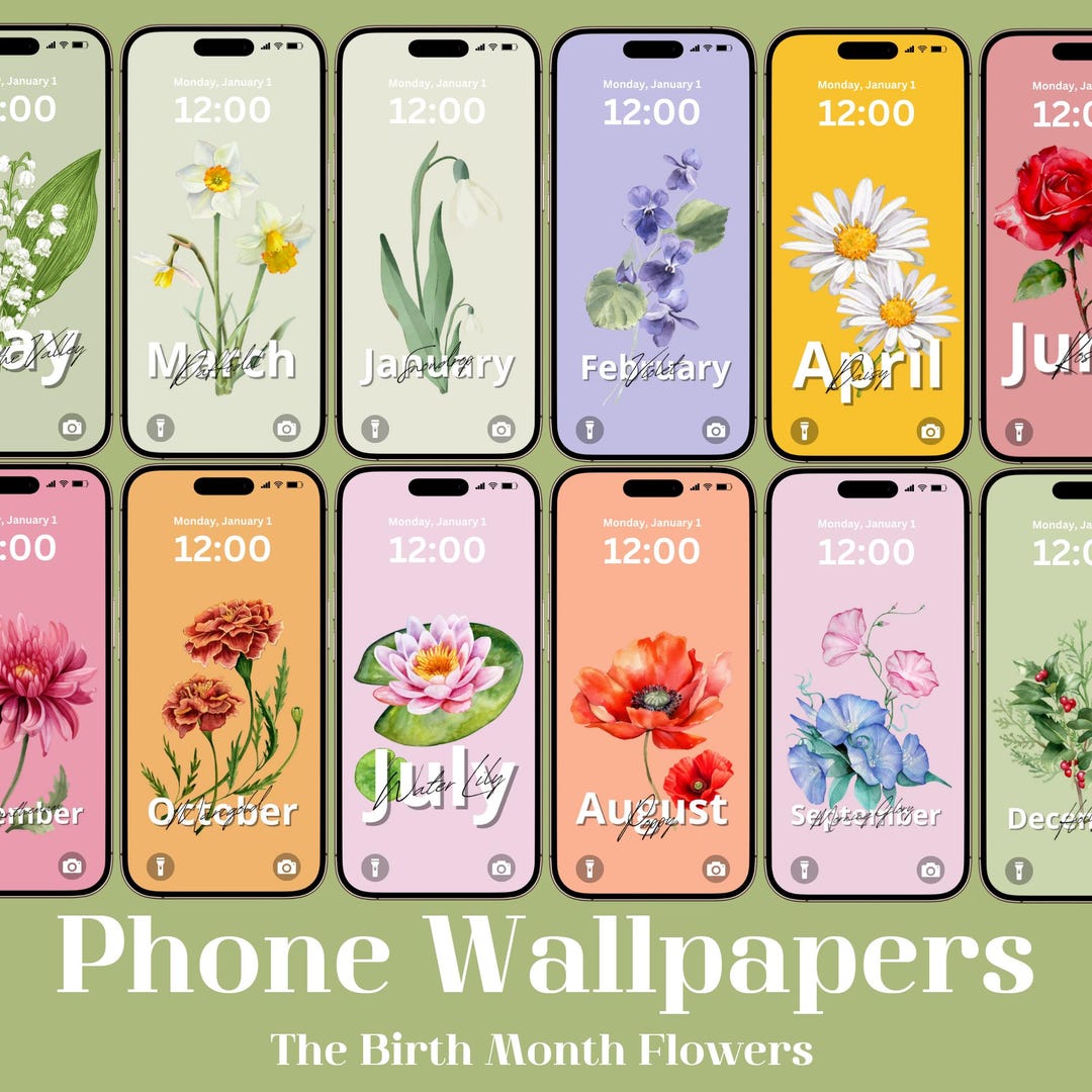 Phone Wallpaper the Birth Month Flowers Floral Phone Background Color ...