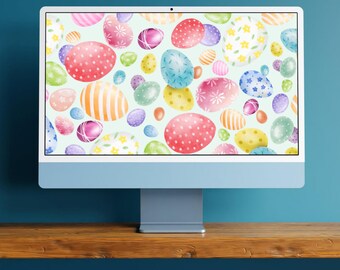 Easter Eggs Bunny Spring Season Cute Pastel Background Desktop ...