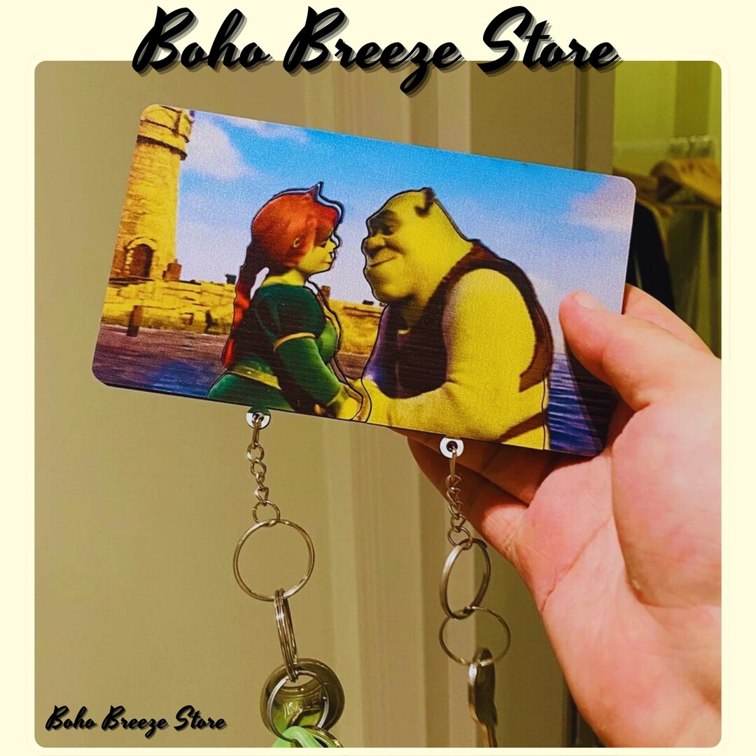 Shrek Inspired Shrek and Fiona Keychain Holder, Couple Keychain Holder ...
