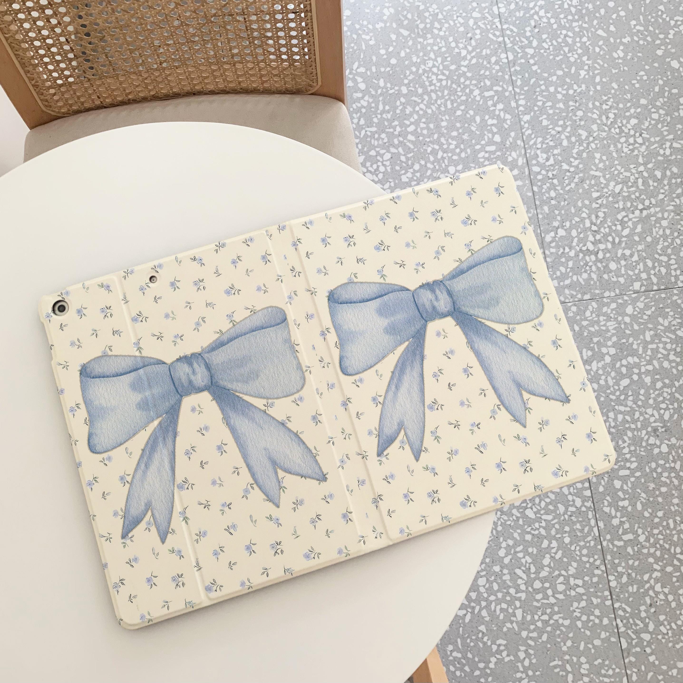Floral Bow Blue iPad Case for iPad Pro 12.9” 11” 2024, Air 6 5 4, Mini ...