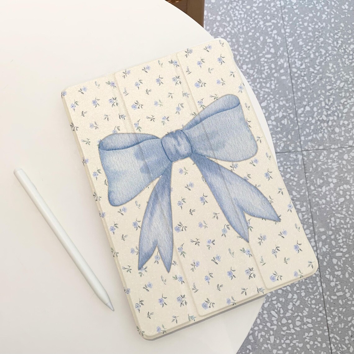 Floral Bow Blue iPad Case for iPad Pro 12.9” 11” 2024, Air 6 5 4, Mini ...