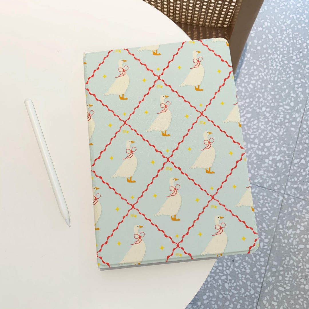 Cute Plaid Duck iPad Case for iPad Pro 12.9” 2024, Air 6 5, Mini 6, M4 ...