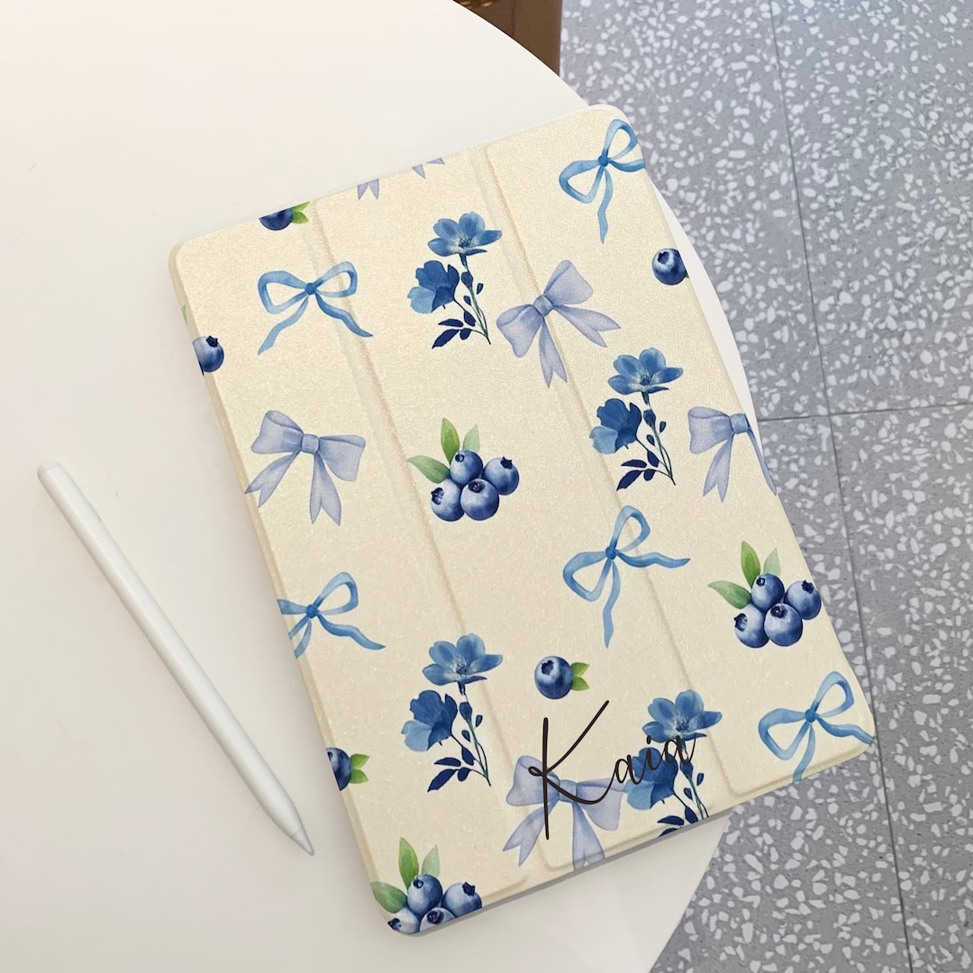 Bow Flower Blue iPad Case for iPad Pro 12.9” 11” 2024, Air 6 5 4, Mini ...