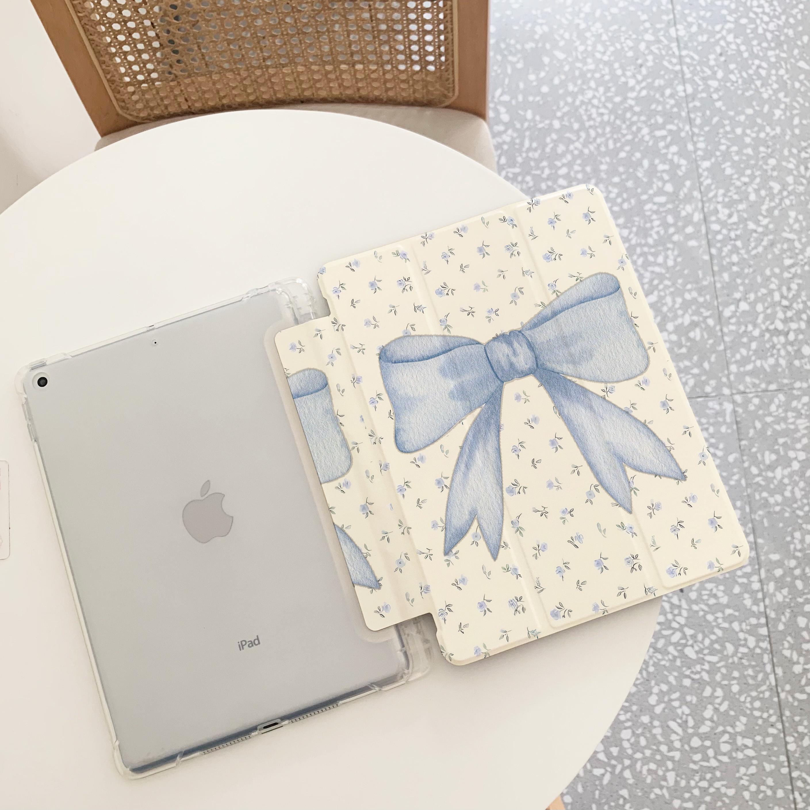 Floral Bow Blue iPad Case for iPad Pro 12.9” 11” 2024, Air 6 5 4, Mini ...