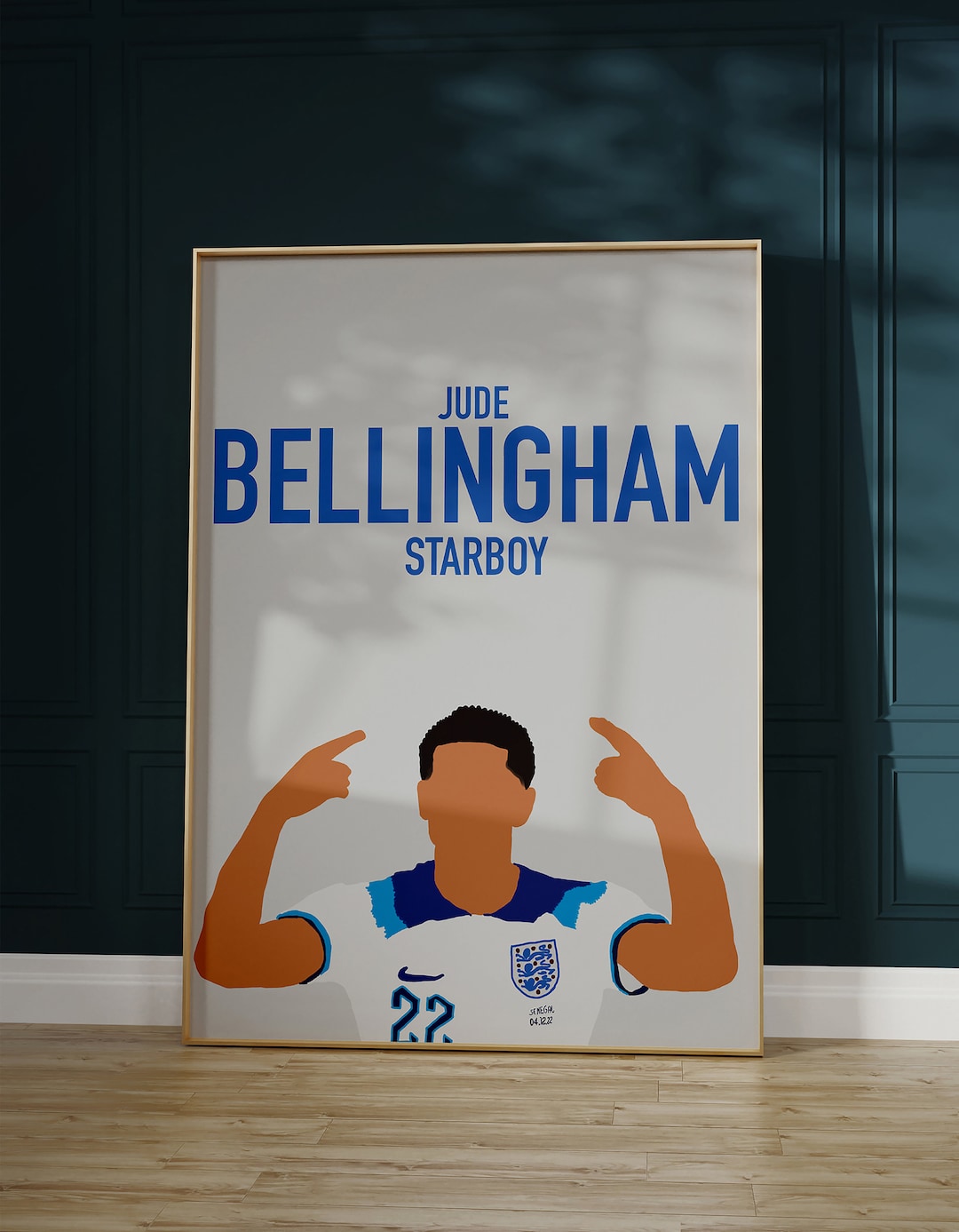 Jude Bellingham England Kit, Football Print, Hand Drawn Digital Print ...