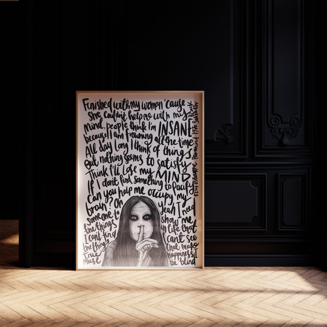 Ozzy Osbourne 'paranoid' Lyrics Print: Hand-drawn Rock Music Art - Etsy