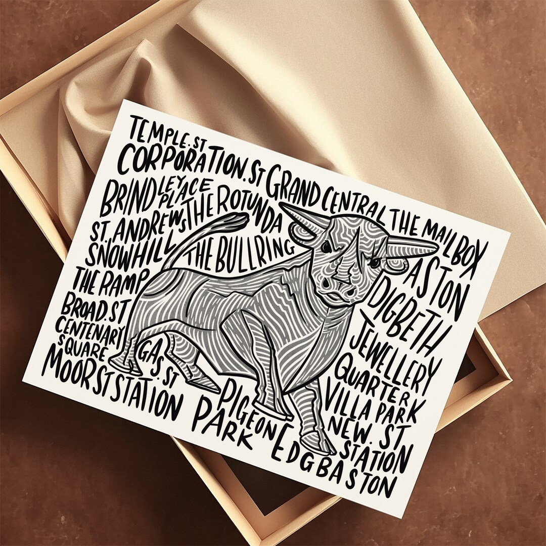 Birmingham Bullring Bull - Black & White Birmingham Place Name ...