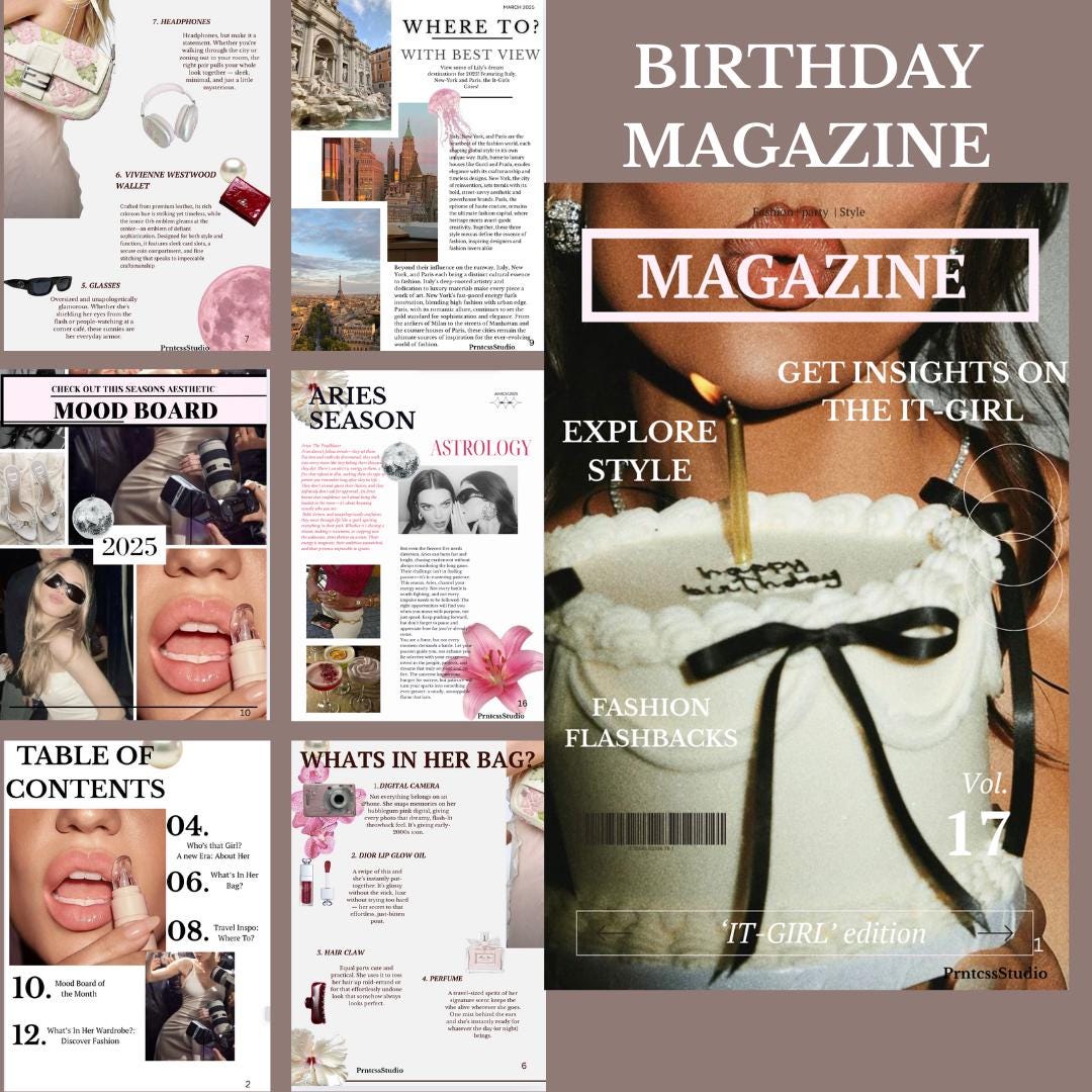 Birthday Girl Magazine Template Digital Download Magazine Template - Etsy