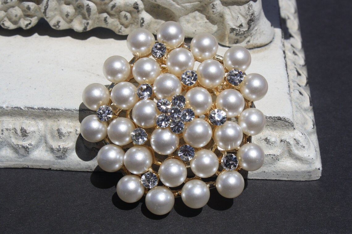 Rhinestone Pearl Brooch Pin Rhinestone Brooch Perfect for - Etsy