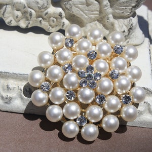 Rhinestone Pearl Brooch Pin - Rhinestone Brooch - Perfect for Bridal ...
