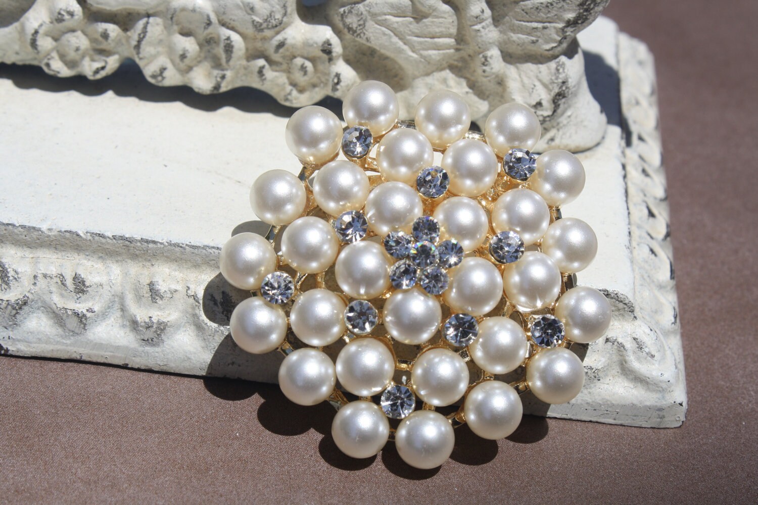 Rhinestone Pearl Brooch Pin Rhinestone Brooch Perfect for - Etsy