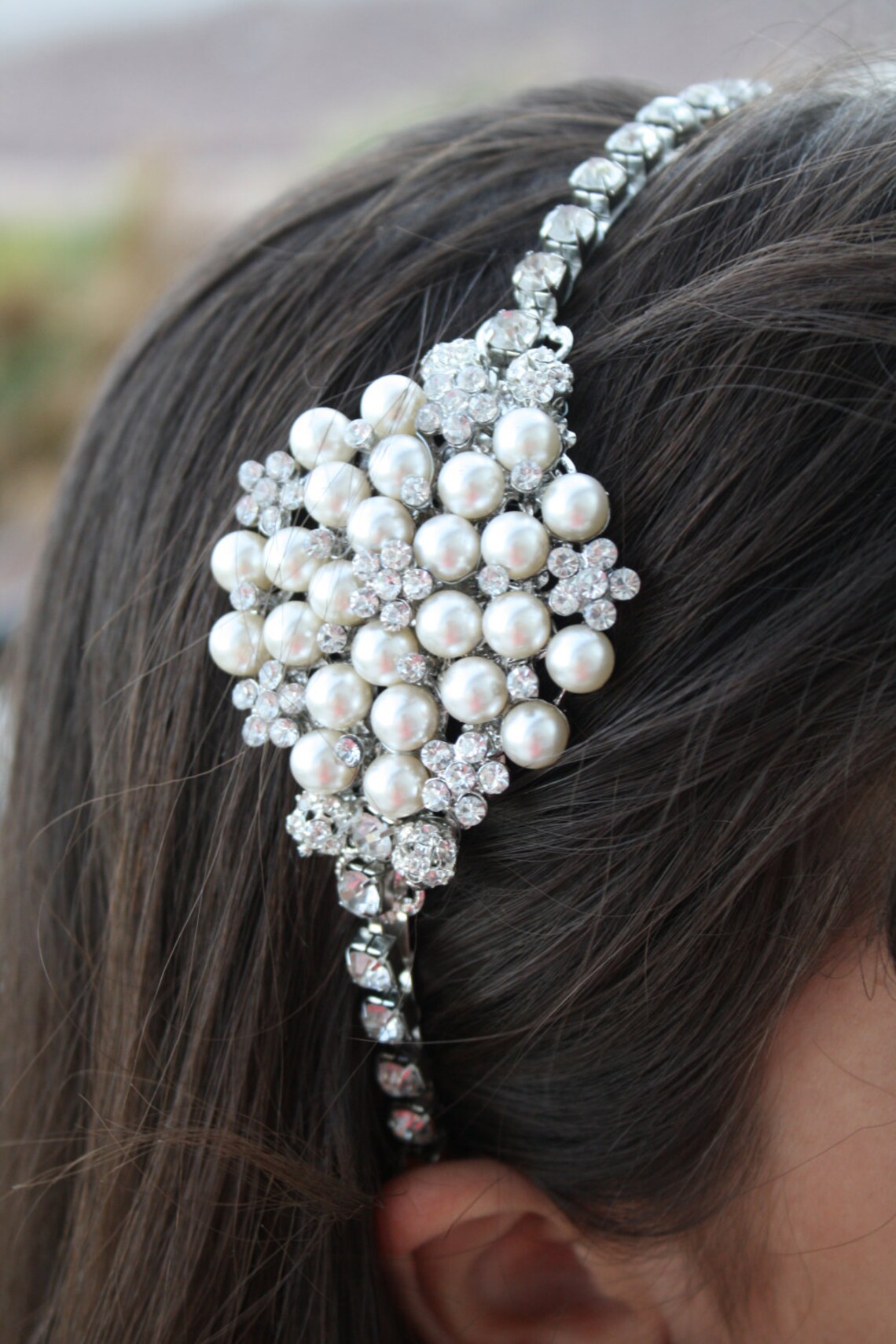 Bridal Headband Rhinestone and Pearl Bridal Headband Crystal | Etsy