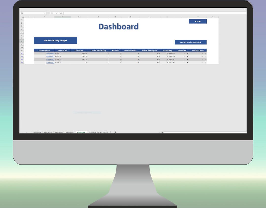 Mileage Logbook Excel With Dashboard & Cost Management – VBA - Etsy