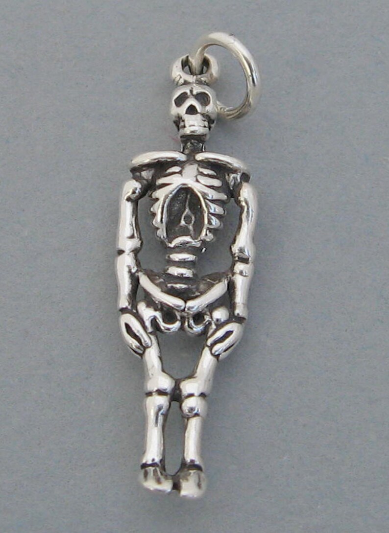 SKELETON Halloween Solid Sterling Silver 925 Charm Pendant 3D | Etsy
