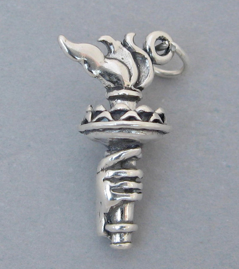 STATUE of LIBERTY TORCH Solid Sterling Silver 925 Charm | Etsy