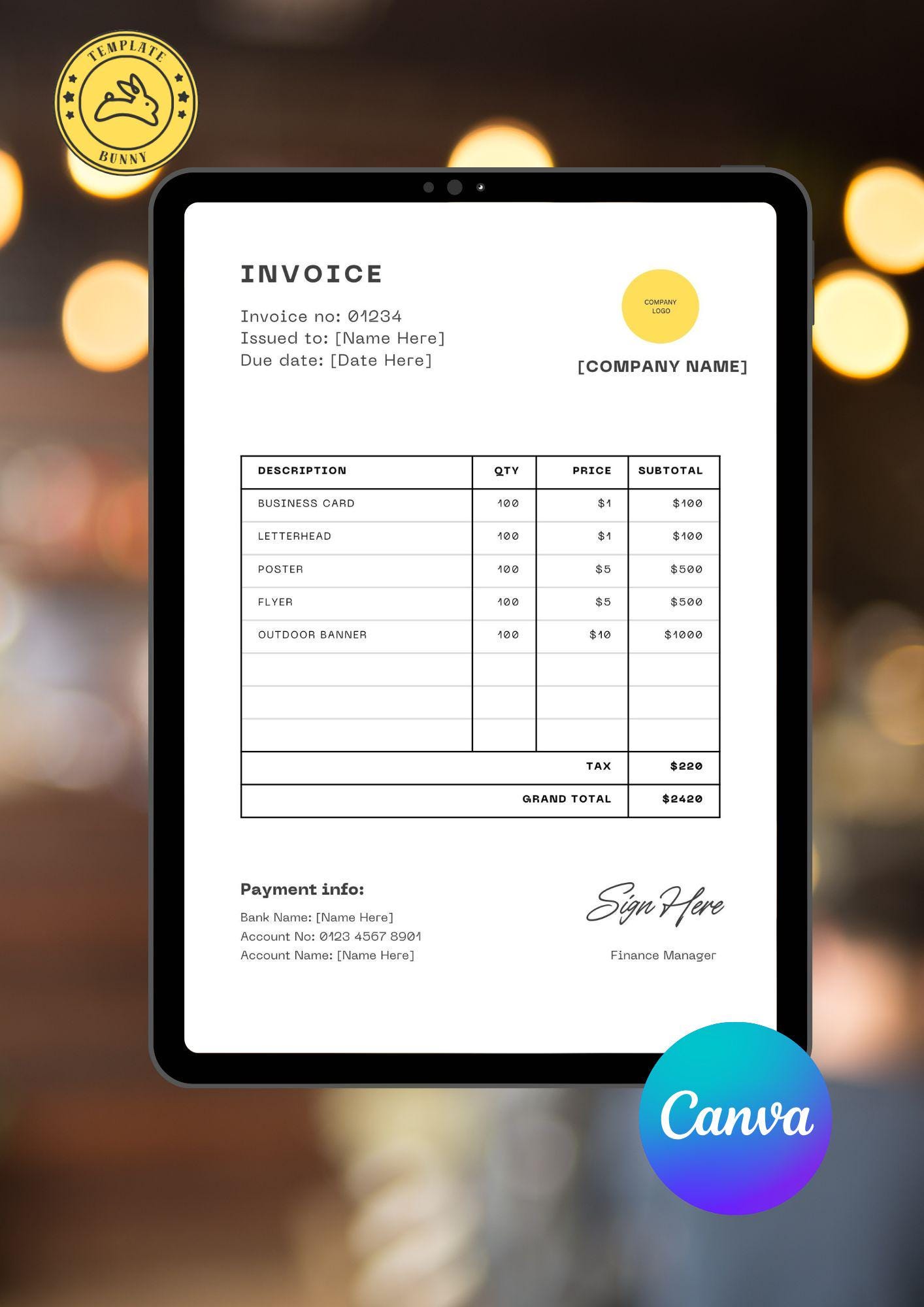Aesthetic Invoice Templates, Order Form Template, Invoice Template ...