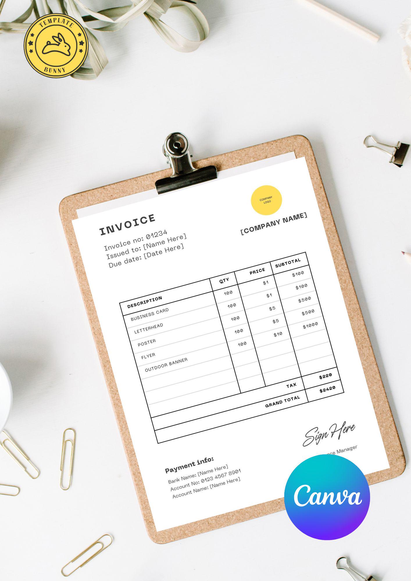 Aesthetic Invoice Templates, Order Form Template, Invoice Template ...