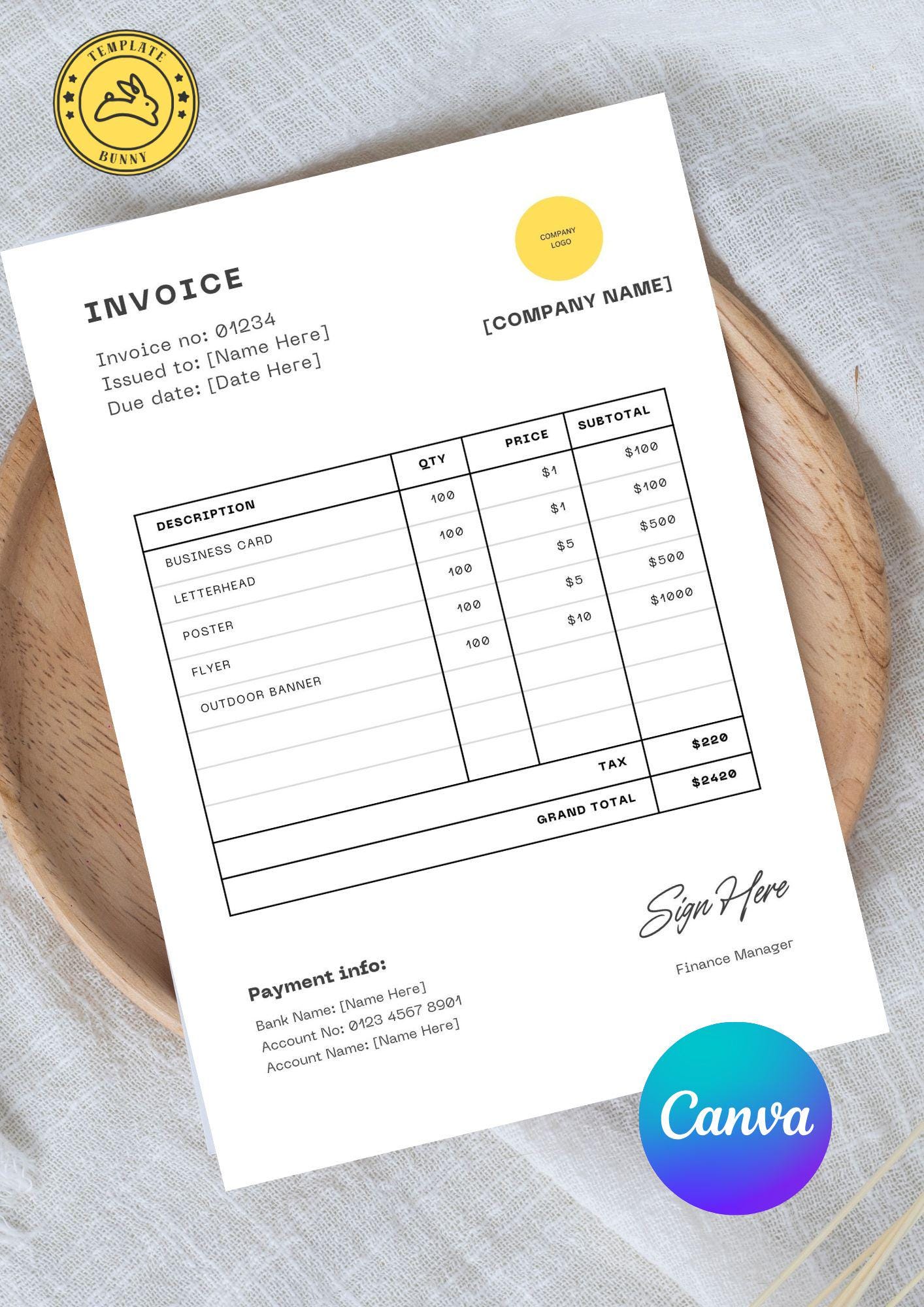 Aesthetic Invoice Templates, Order Form Template, Invoice Template ...